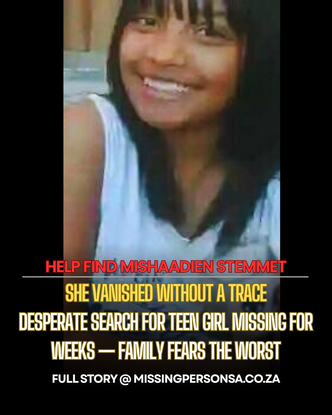 Mitchell’s Plain Teen Mishaadien Stemmet Still Missing After Weeks